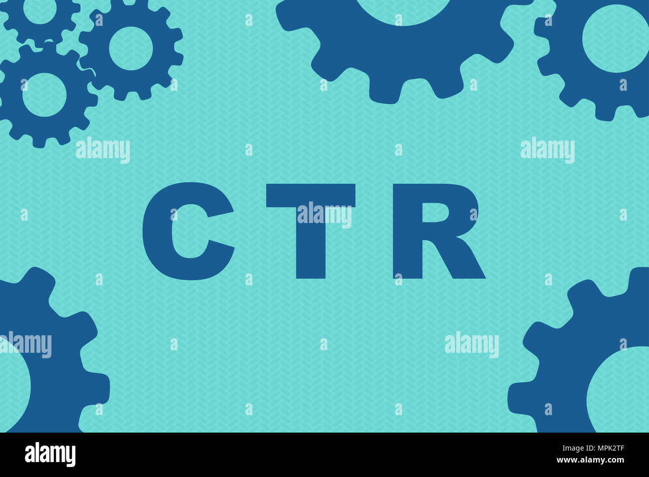 CTR sign concept illustration with blue gear wheel figures on pale blue ...