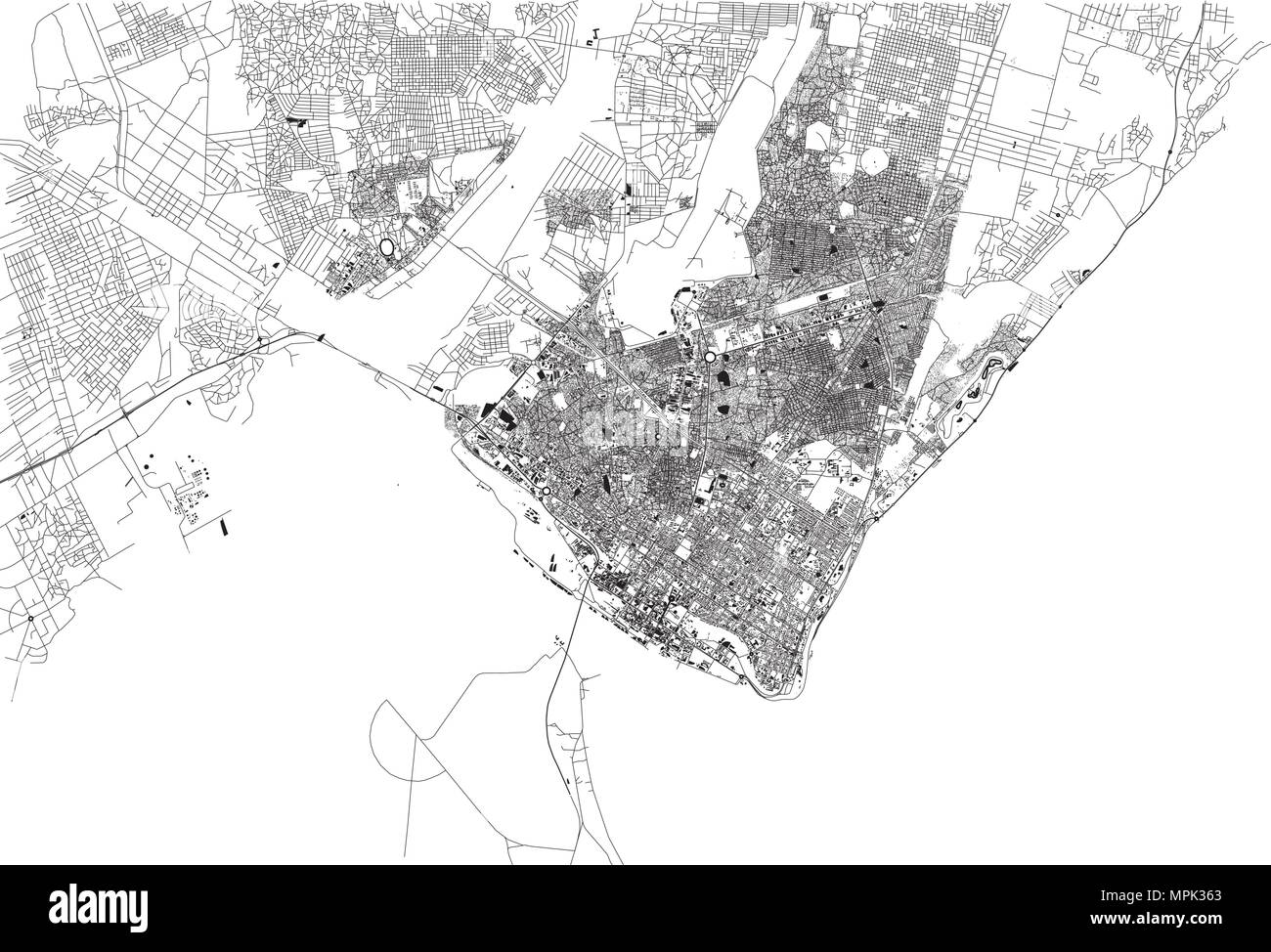 Streets of Maputo, map of the city, capital, Mozambique. Street. Africa ...