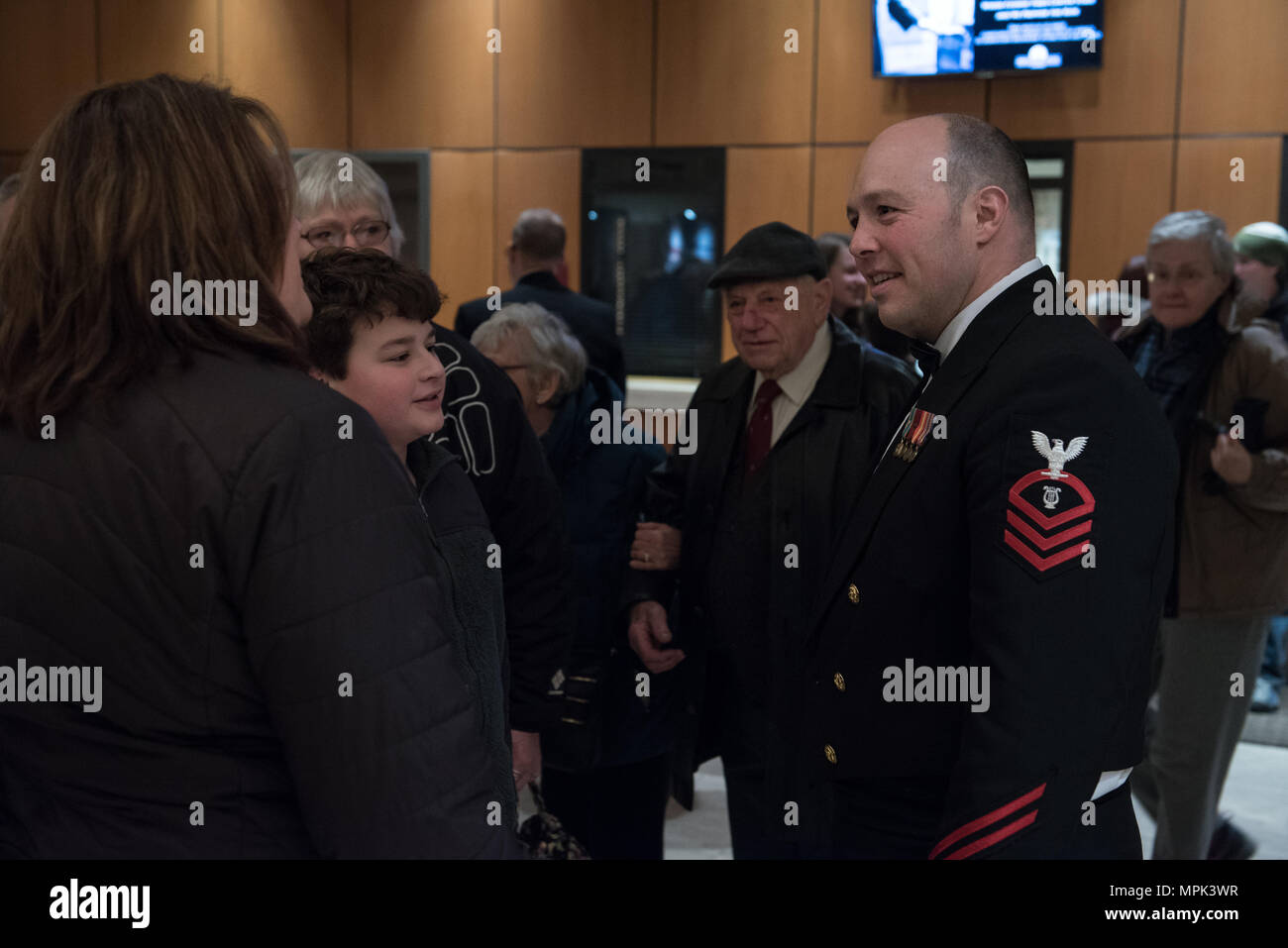 MILWAUKEE (March 22, 2017) Chief Musician Jason Ayoub speaks with ...