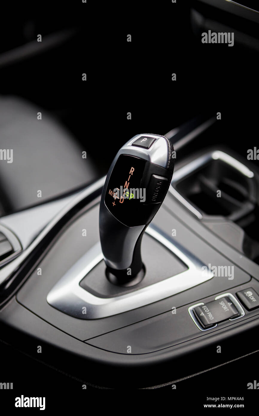 Close up of Automatic gear stick on car Stock Photo - Alamy