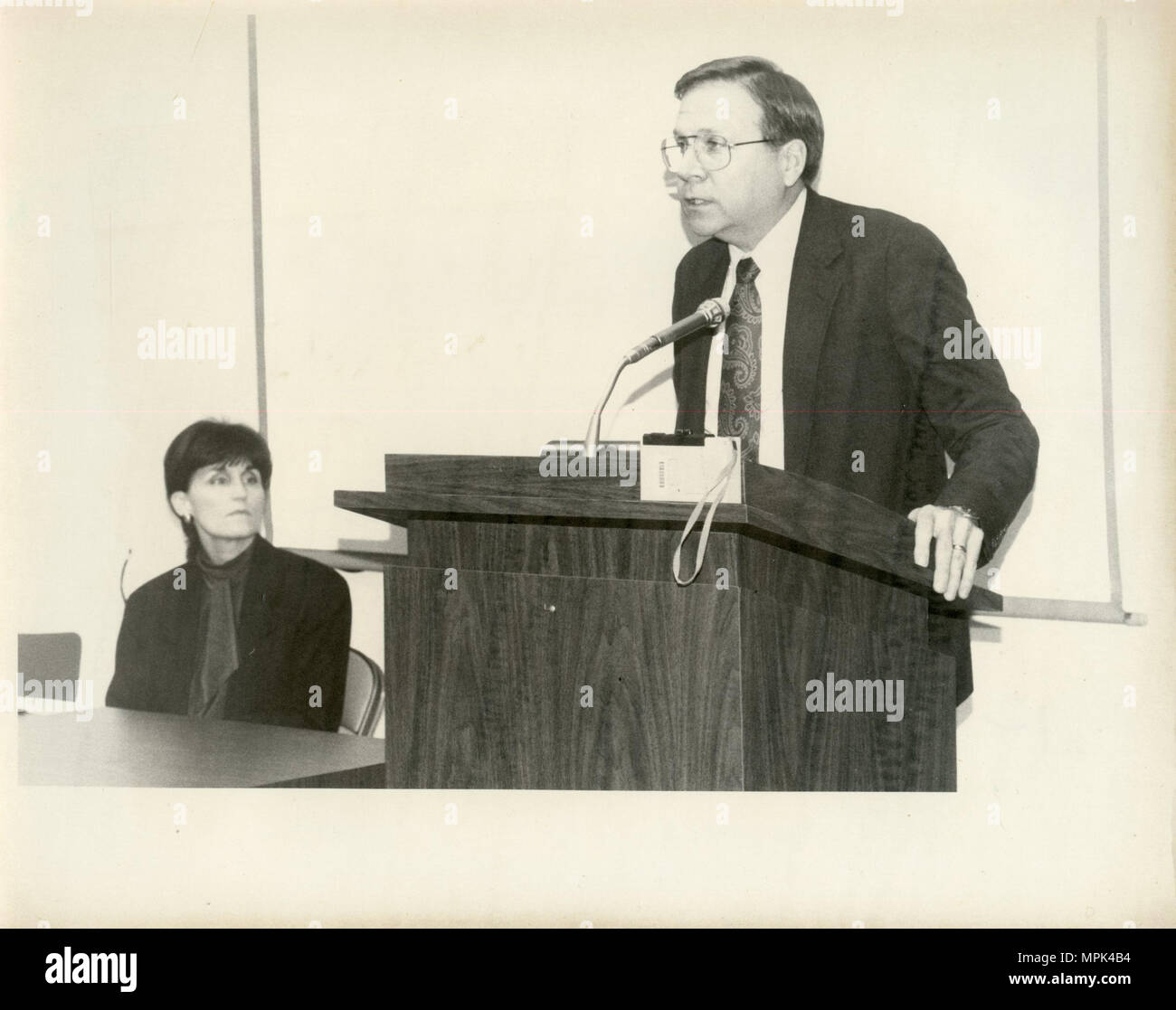 A MAN SPEAKING AT A PULPIT Stock Photo - Alamy