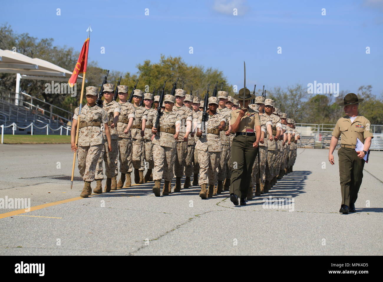 U.S. Marine Corps Gunnery Sgt. Zane Moorman, regimental drill master ...