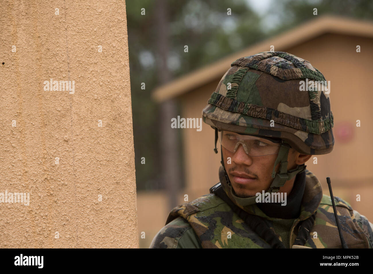 A Royal Netherlands Marine with the Dutch Caribbean Forces observes his ...