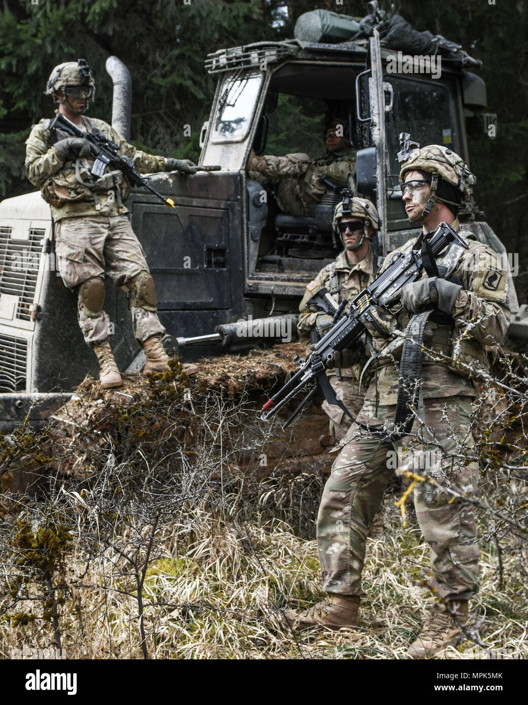 US Army Paratroopers from Alpha Company, 54th Engineer Battalion, 173rd Airborne Brigade review ...
