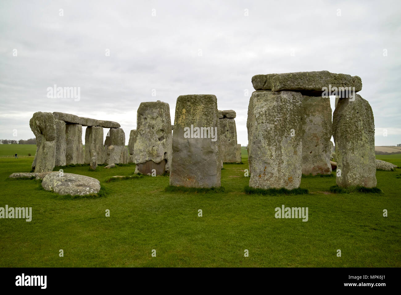 view of circle of sarsen trilithon stones at side opposite the avenue ...