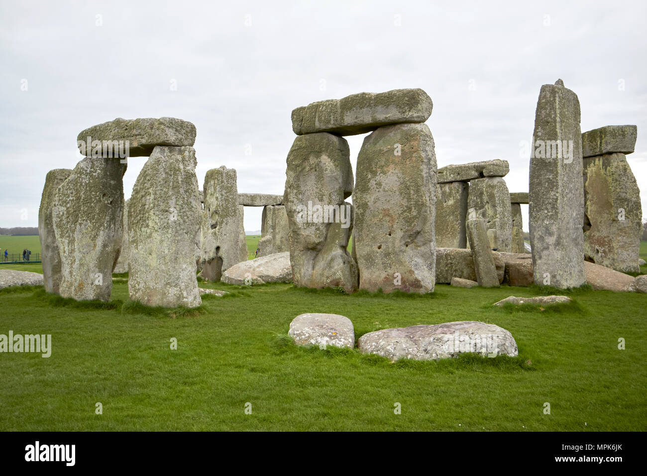 view of circle of sarsen trilithon stones at side opposite the avenue ...