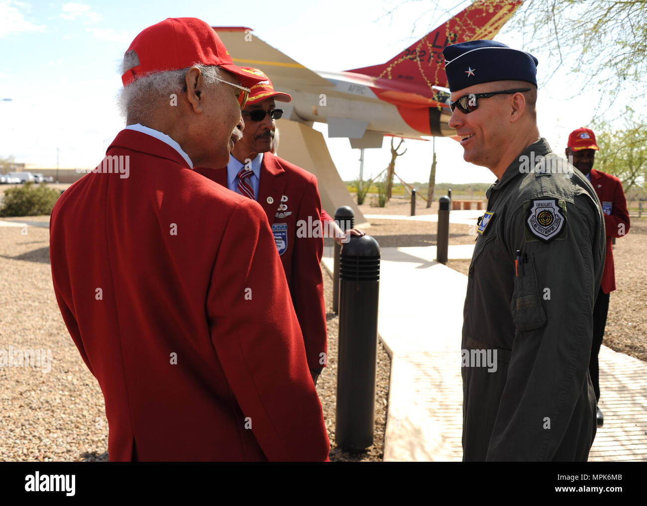 Brig. Gen. Brook Leonard, 56th Fighter Wing Commander, interacts with ...