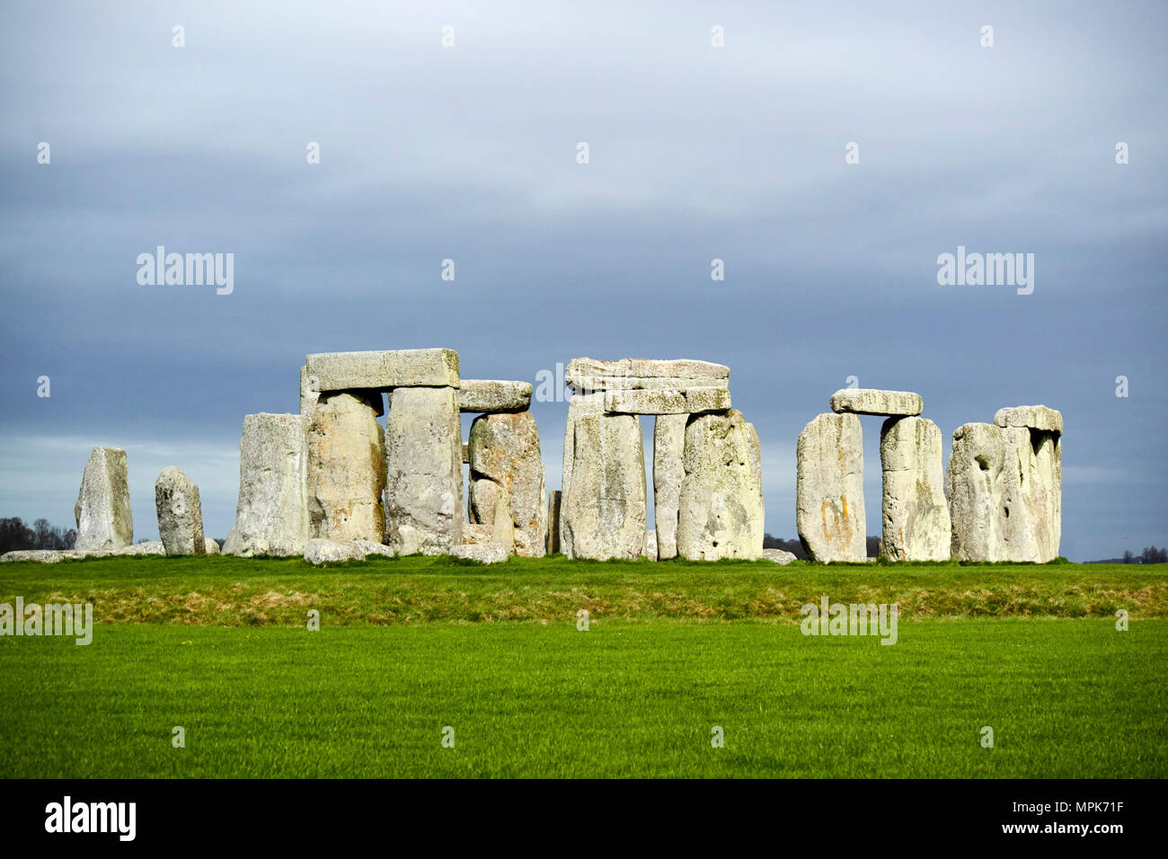 view of circle of sarsen stones with lintel stones stonehenge wiltshire ...
