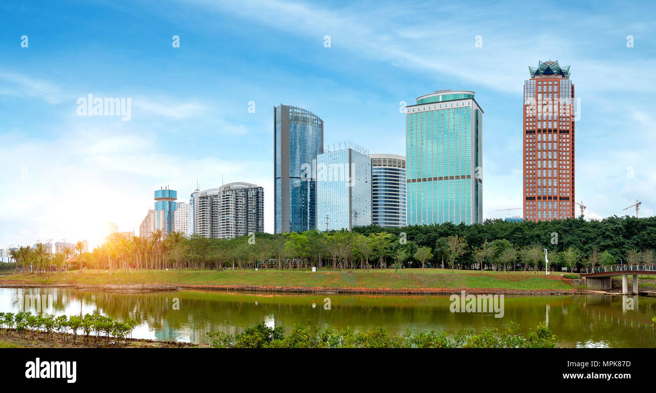 China Haikou Cityscape, high-rise by the lake Stock Photo - Alamy