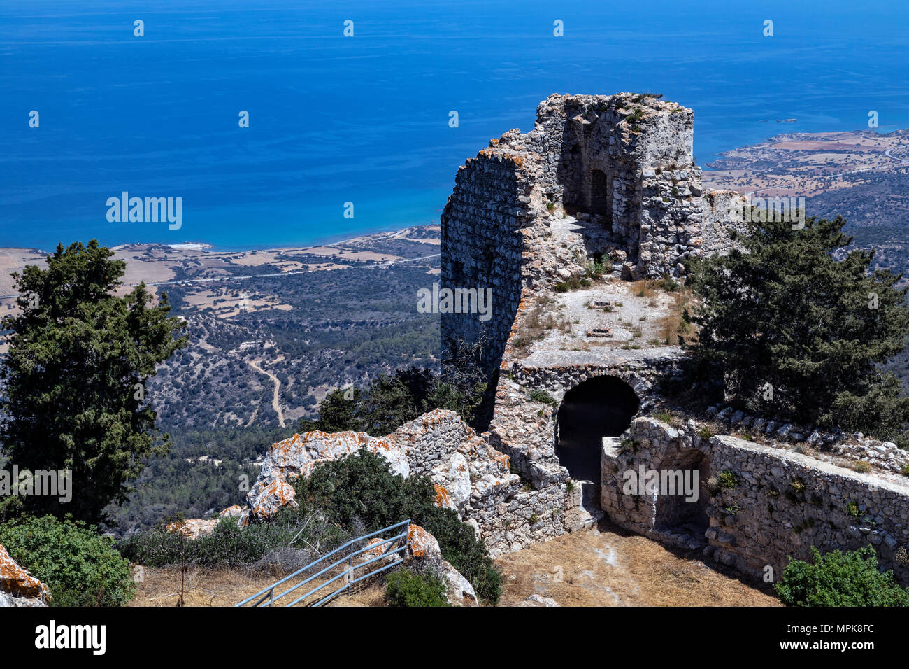 The ruins of Kantara Castle high in the mountains of Karpasia in the ...