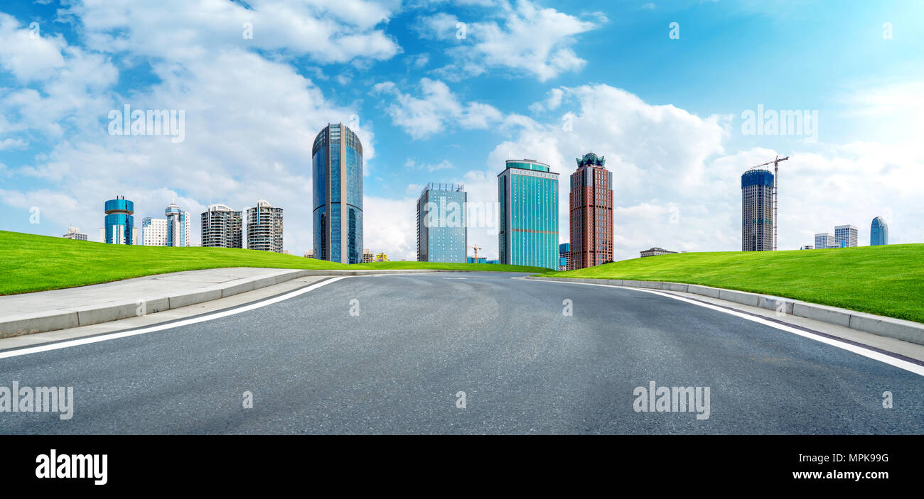 Clean highway leading to the city's financial district Stock Photo - Alamy