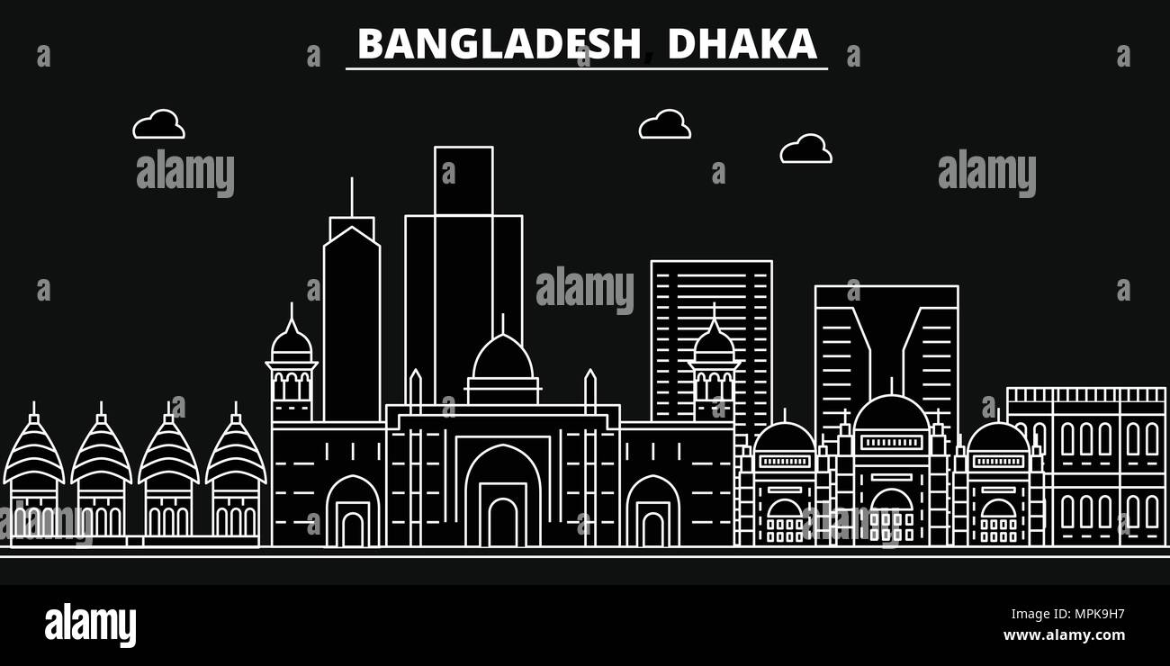 Dhaka silhouette skyline. Bangladesh - Dhaka vector city, bangladeshi ...