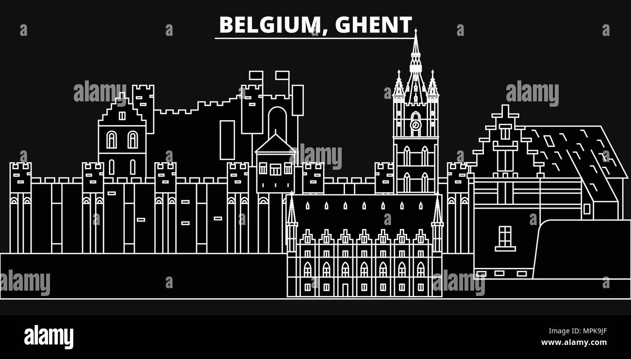 Ghent silhouette skyline. Belgium - Ghent vector city, belgian linear ...