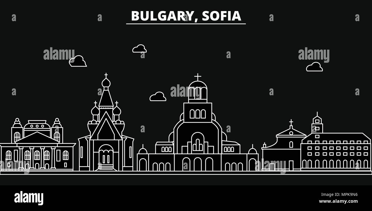 Sofia silhouette skyline. Bulgaria - Sofia vector city, bulgarian linear architecture, buildings ...
