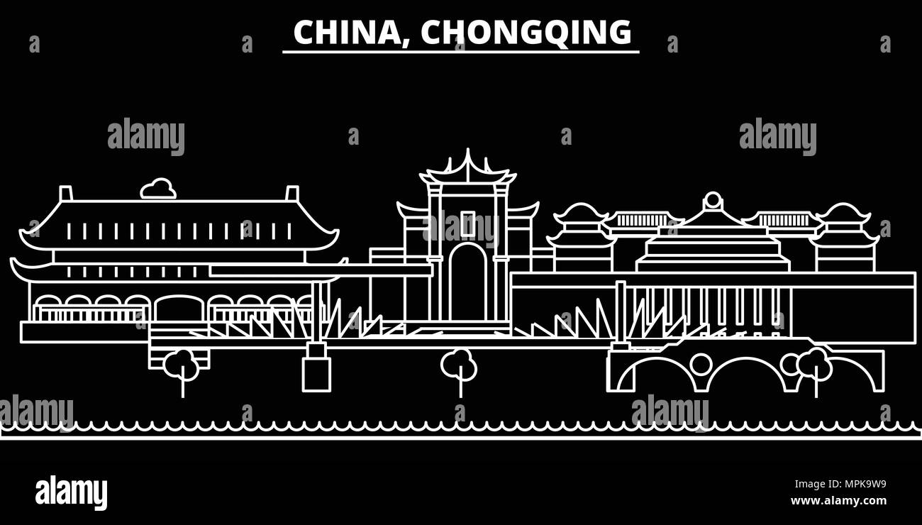 Chongqing silhouette skyline. China - Chongqing vector city, chinese ...