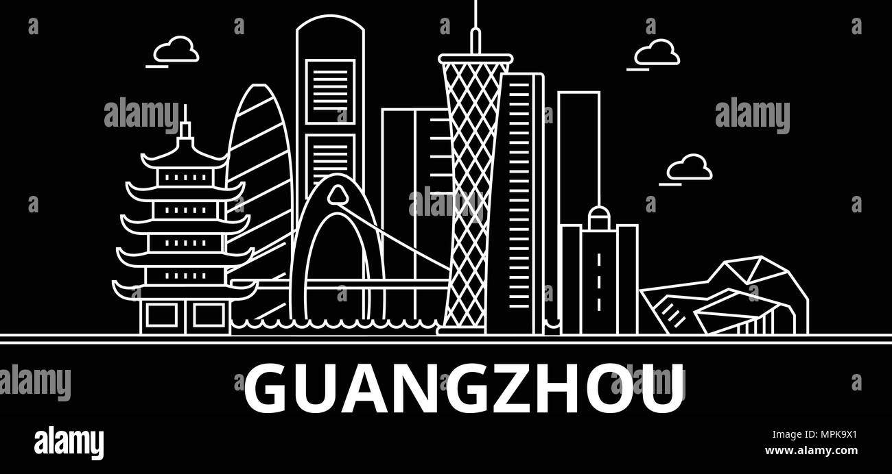 Guangzhou silhouette skyline. China - Guangzhou vector city, chinese ...