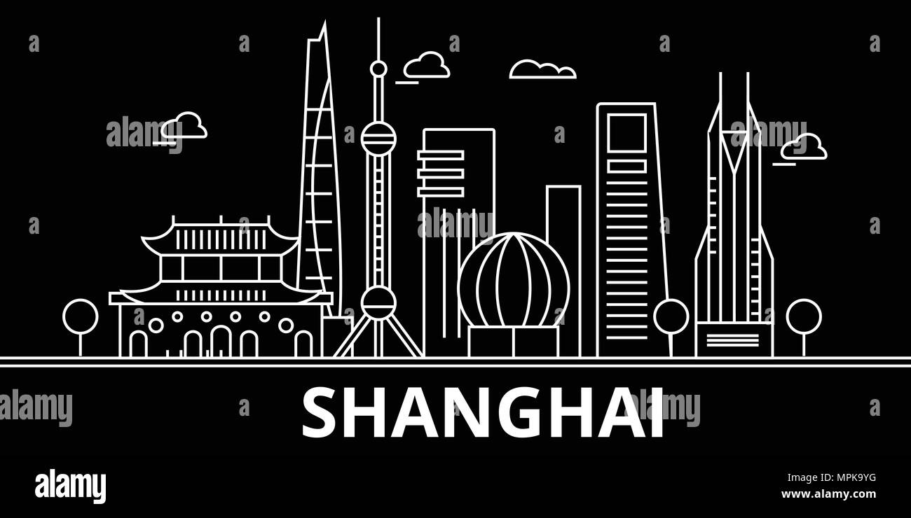 Shanghai silhouette skyline. China - Shanghai vector city, chinese ... Shanghai silhouette skyline. China - Shanghai vector city, chinese ...