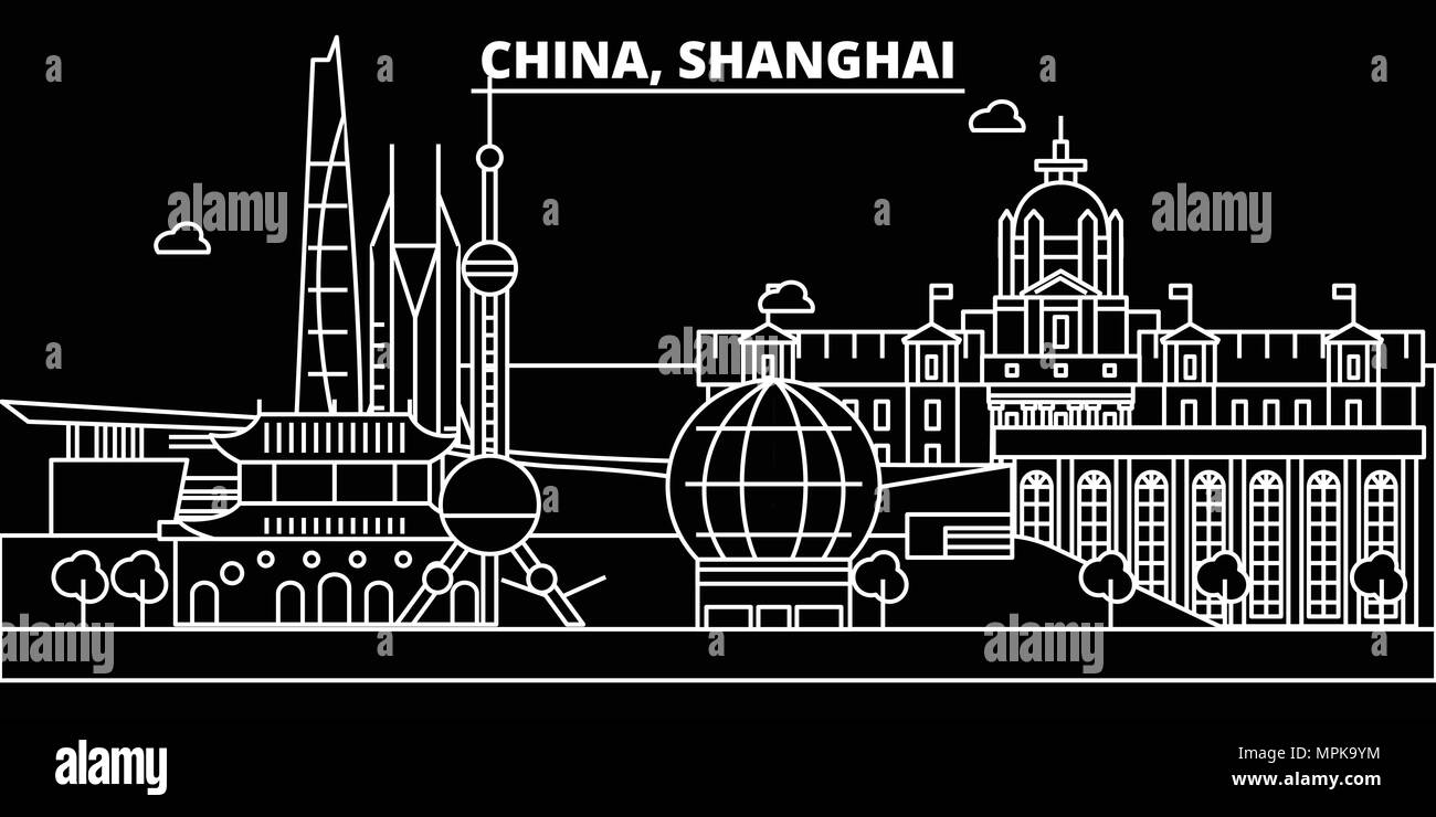 Shanghai city silhouette skyline. China - Shanghai city vector city ...
