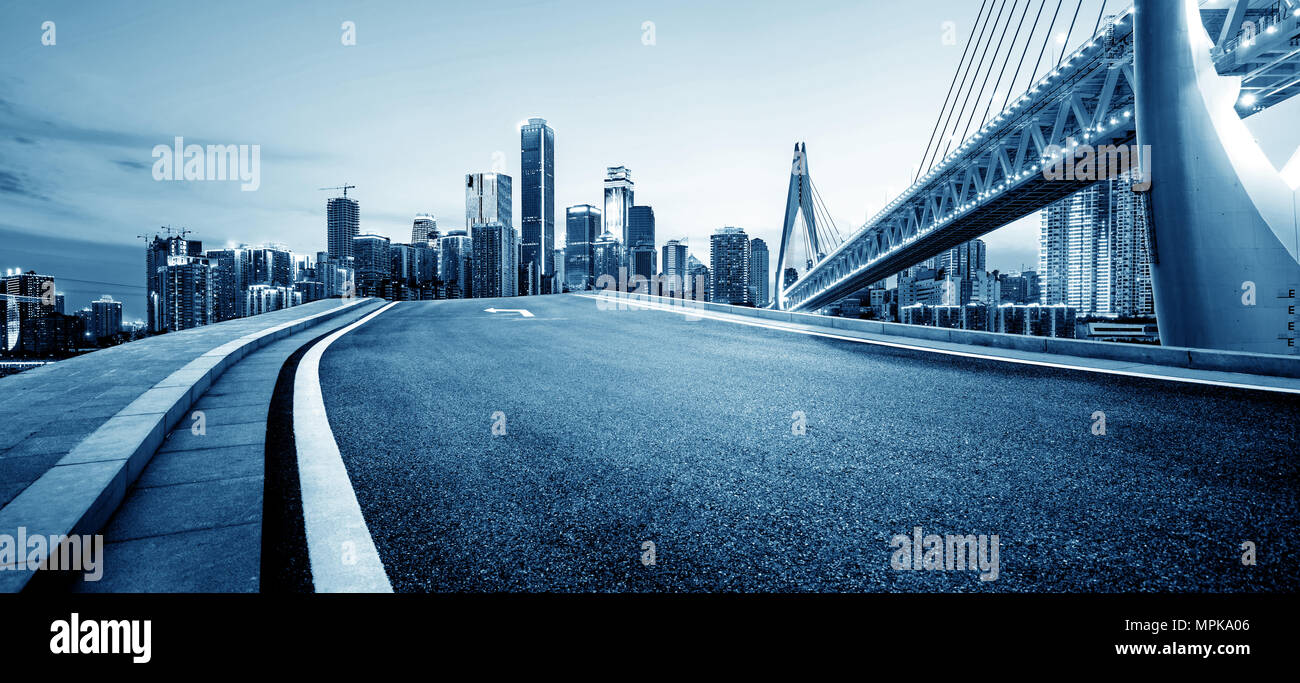 Clean highway leading to the city's financial district Stock Photo - Alamy