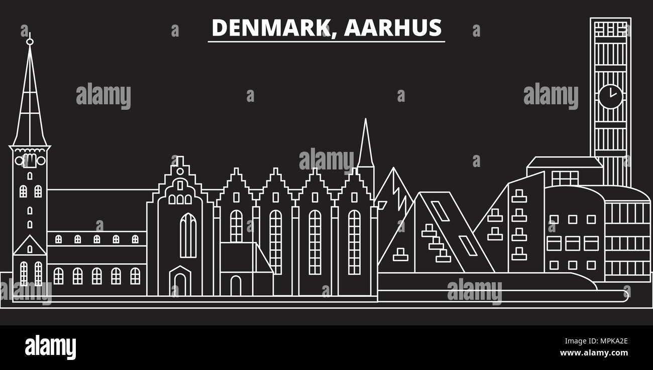 Aarhus silhouette skyline. Denmark - Aarhus vector city, danish linear architecture, buildings ...