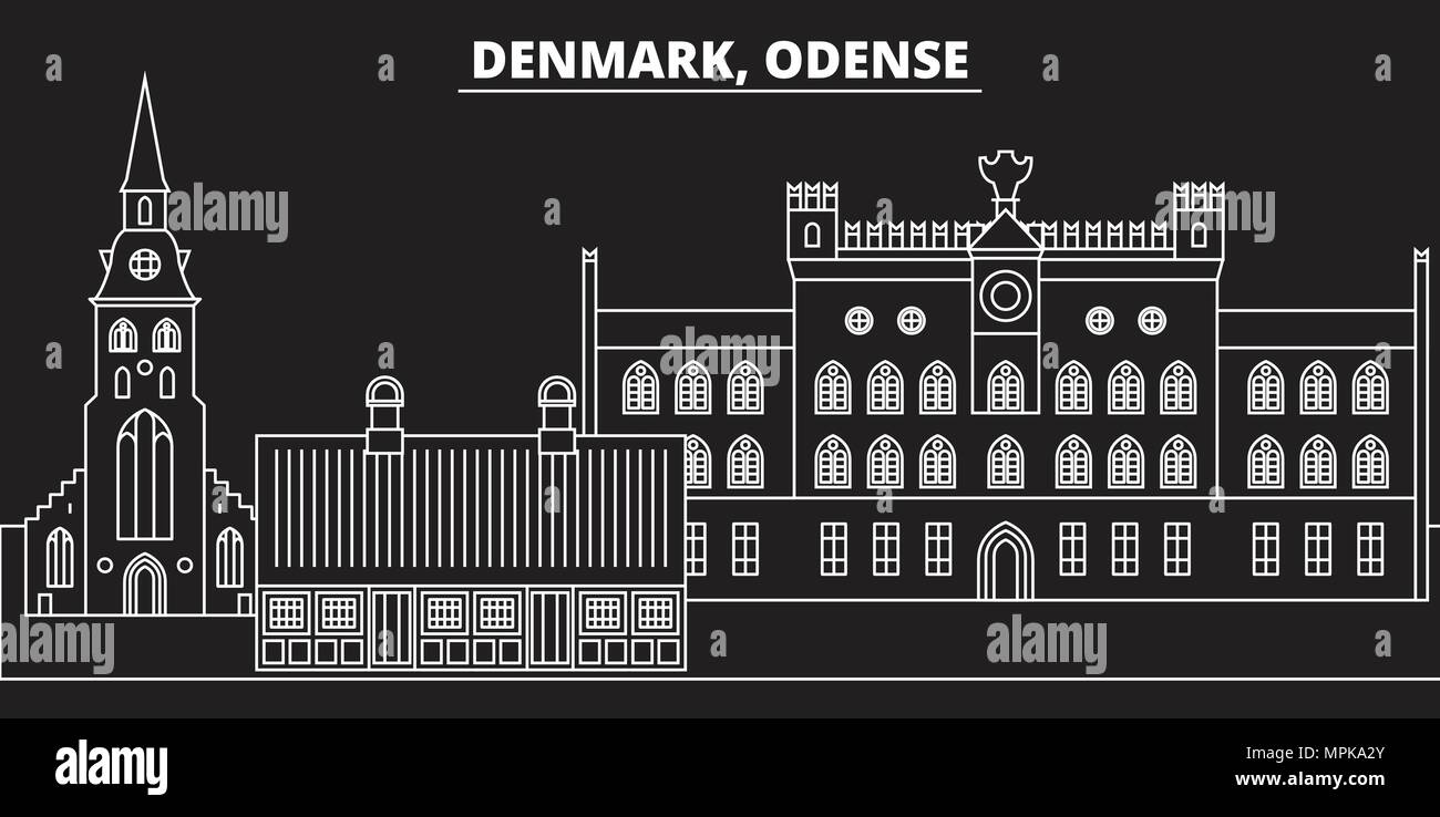 Odense silhouette skyline. Denmark - Odense vector city, danish linear architecture, buildings ...