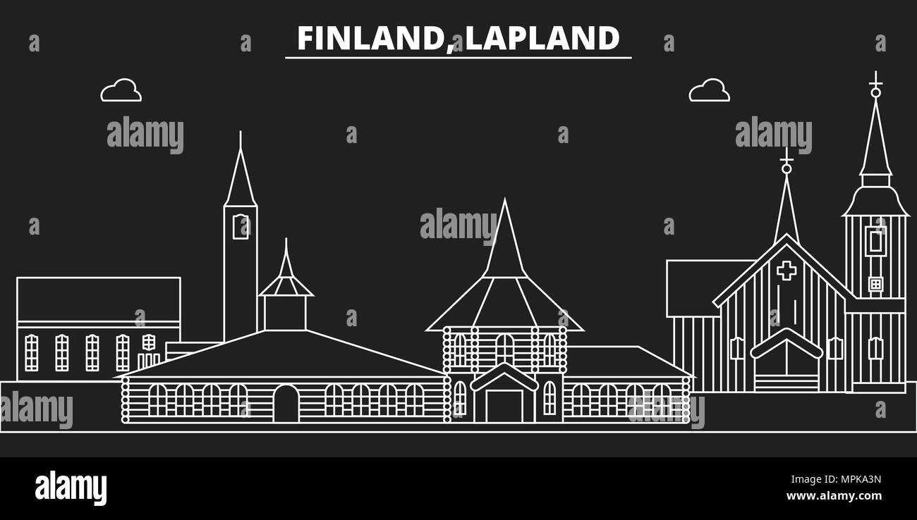 Lapland silhouette skyline. Finland - Lapland vector city, finnish ...