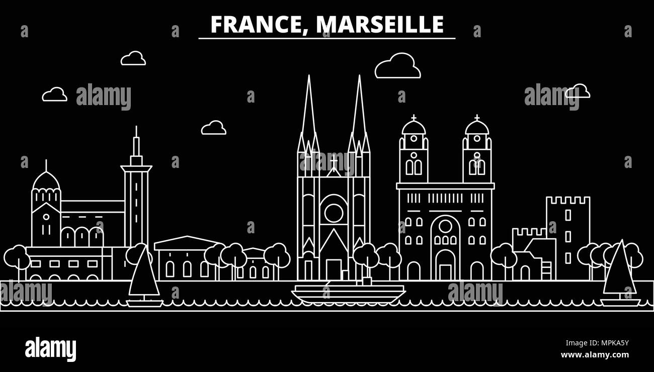 Marseille silhouette skyline. France - Marseille vector city, french ...