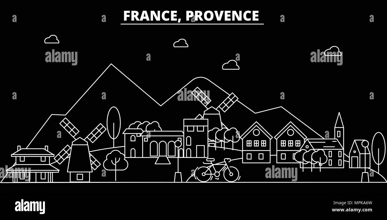 Provence silhouette skyline. France - Provence vector city, french ...