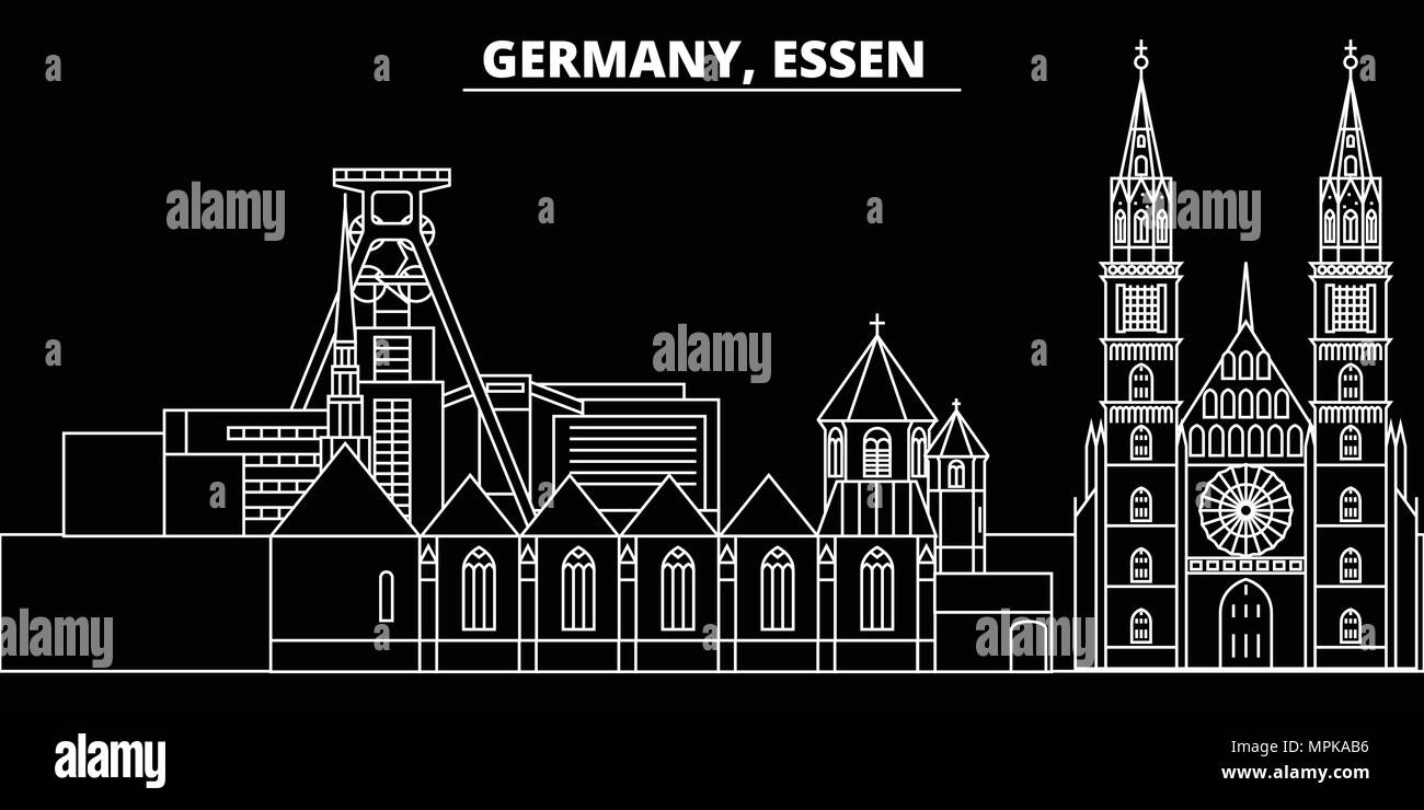 Essen silhouette skyline. Germany - Essen vector city, german linear ...