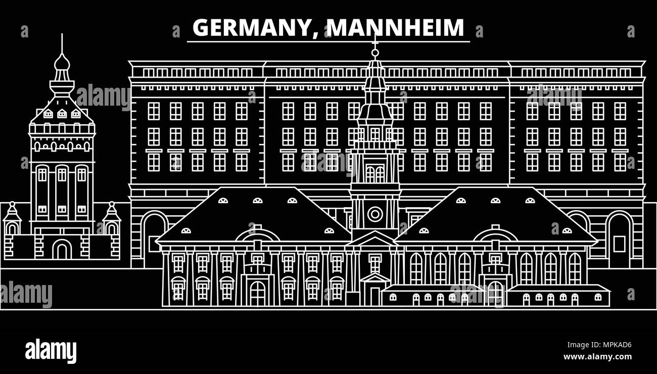 Mannheim silhouette skyline. Germany - Mannheim vector city, german ...