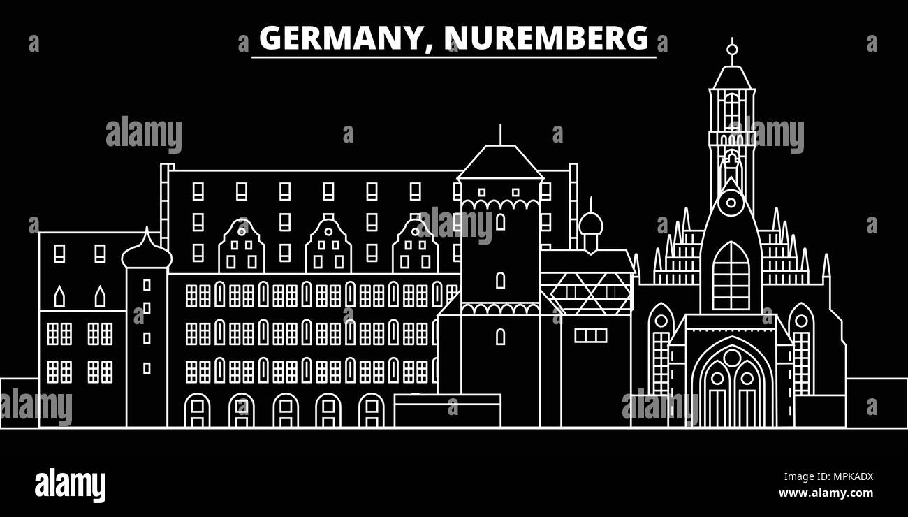 Nuremberg silhouette skyline. Germany - Nuremberg vector city, german ...