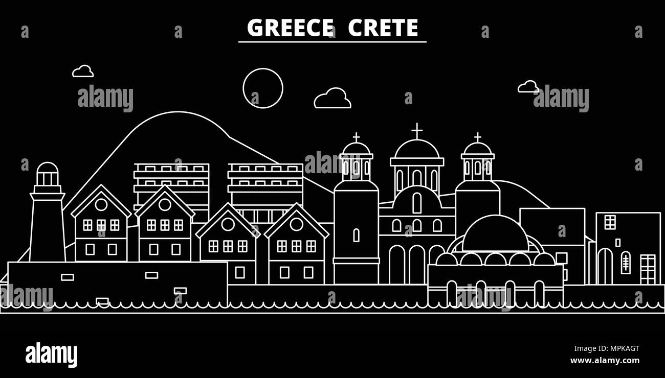Crete silhouette skyline. Greece - Crete vector city, greek linear ...