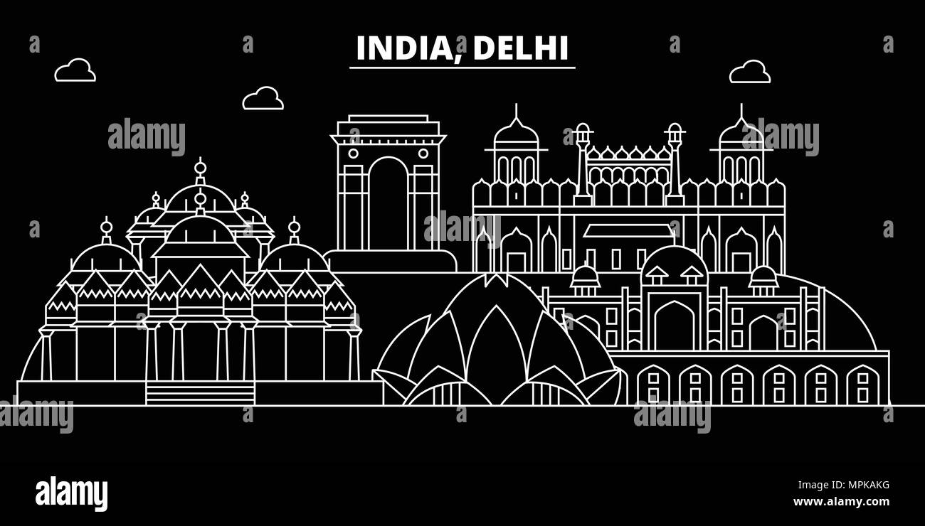 Delhi silhouette skyline. India - Delhi vector city, indian linear ...