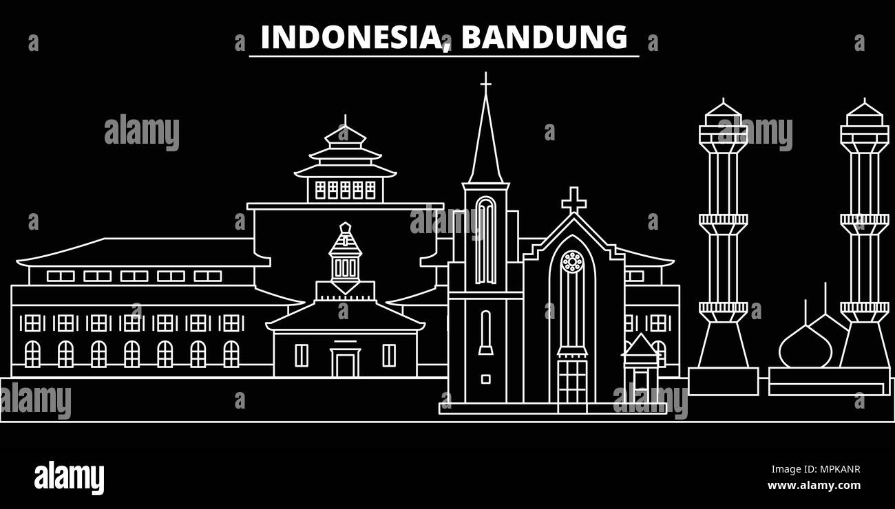 Bandung silhouette skyline. Indonesia - Bandung vector city, indonesian ...