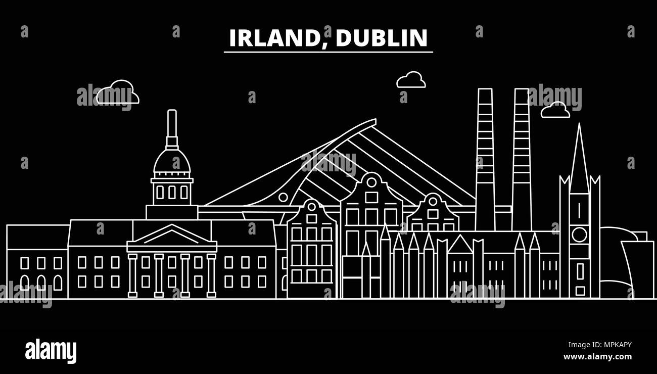 Dublin silhouette skyline. Ireland - Dublin vector city, irish linear ...