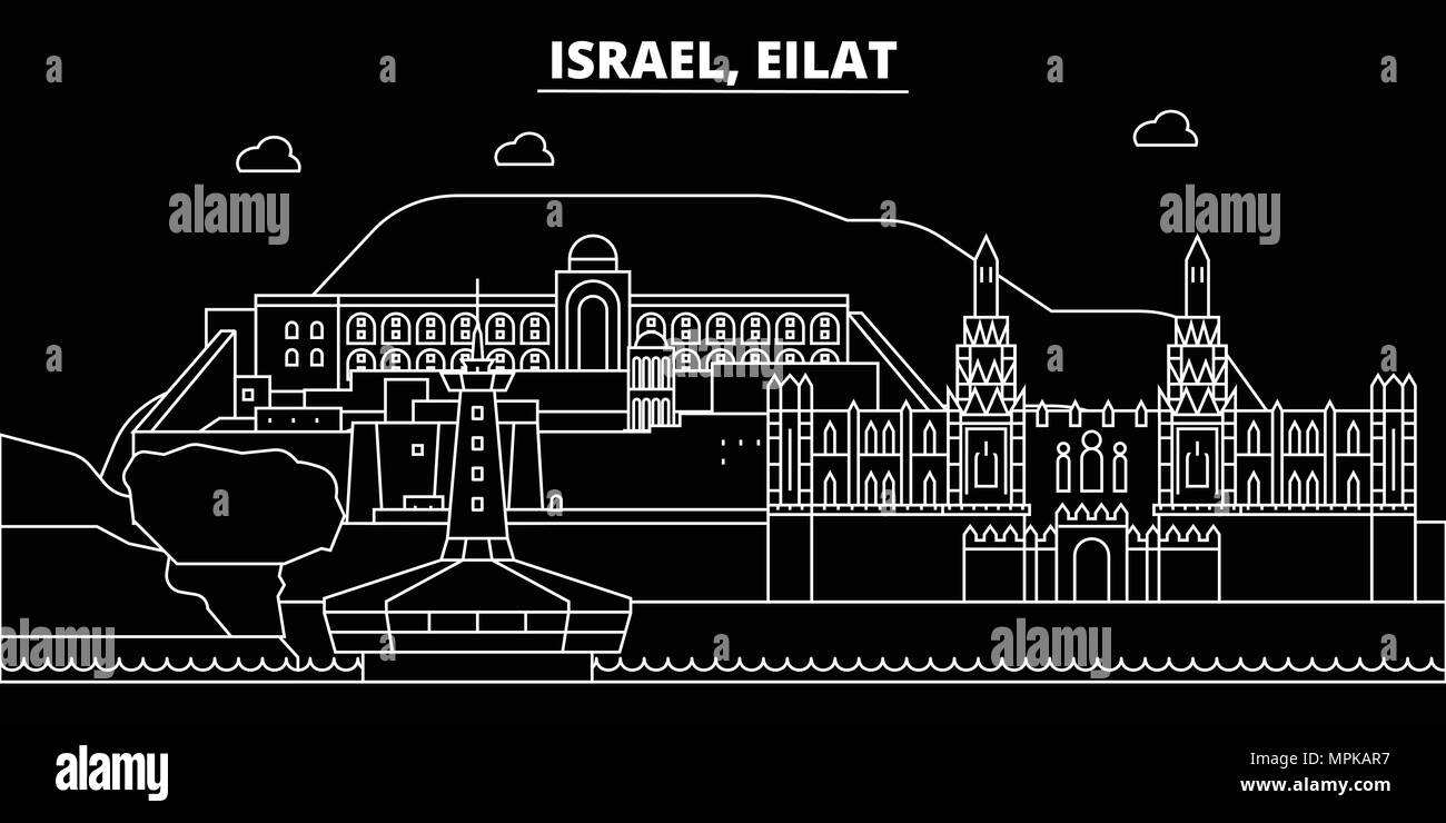 Eilat silhouette skyline. Israel - Eilat vector city, israeli linear ...