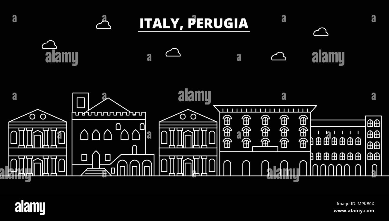 Perugia silhouette skyline. Italy - Perugia vector city, italian linear ...