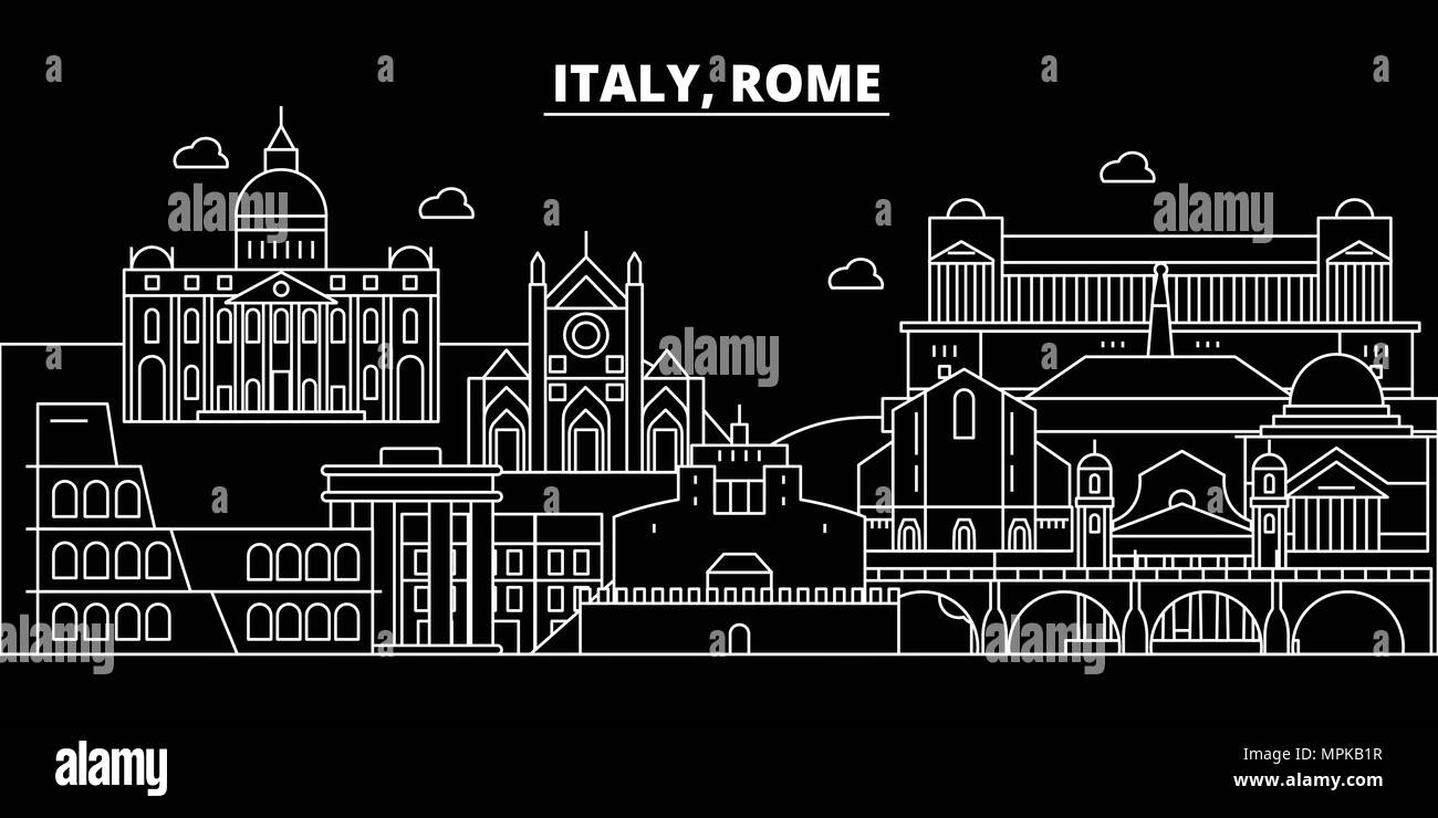 Rome city silhouette skyline. Italy - Rome city vector city, italian ...