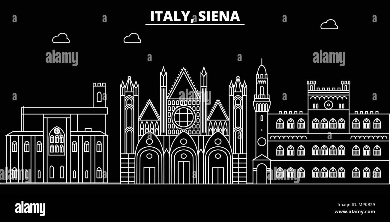 Siena silhouette skyline. Italy - Siena vector city, italian linear ...