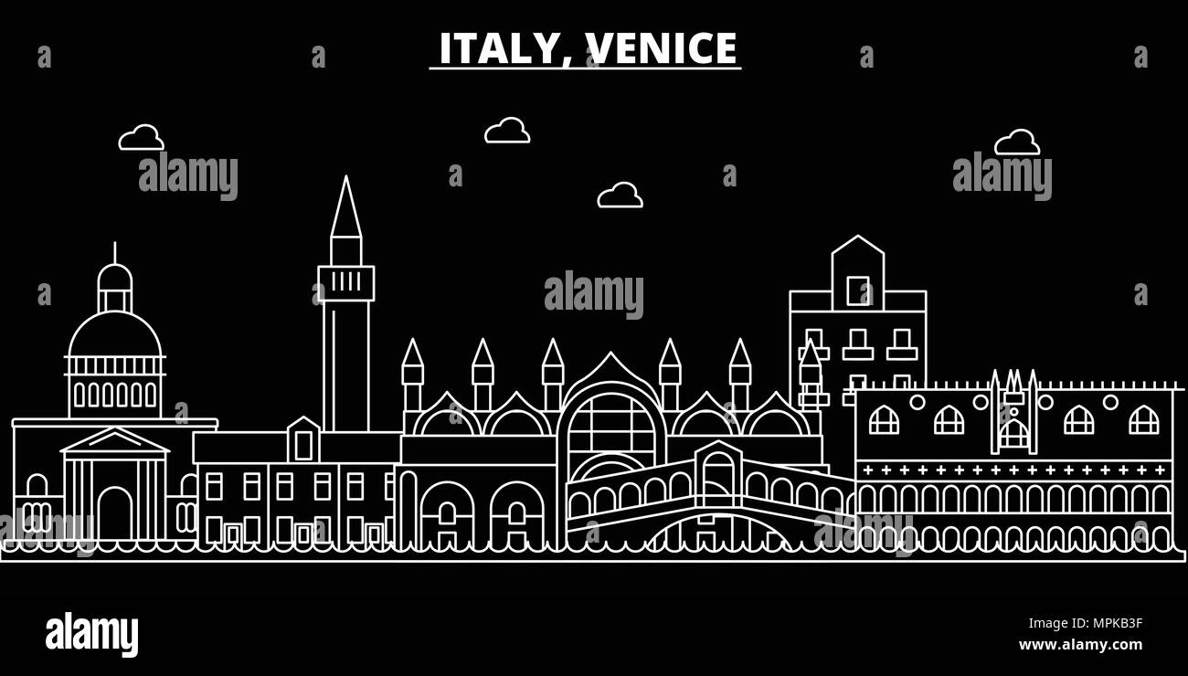 Venice silhouette skyline. Italy - Venice vector city, italian linear ...