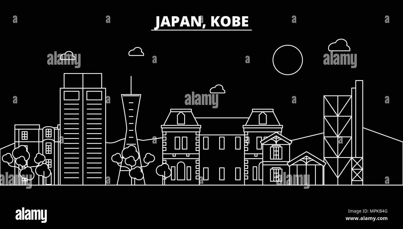 Kobe silhouette skyline. Japan - Kobe vector city, japanese linear ...