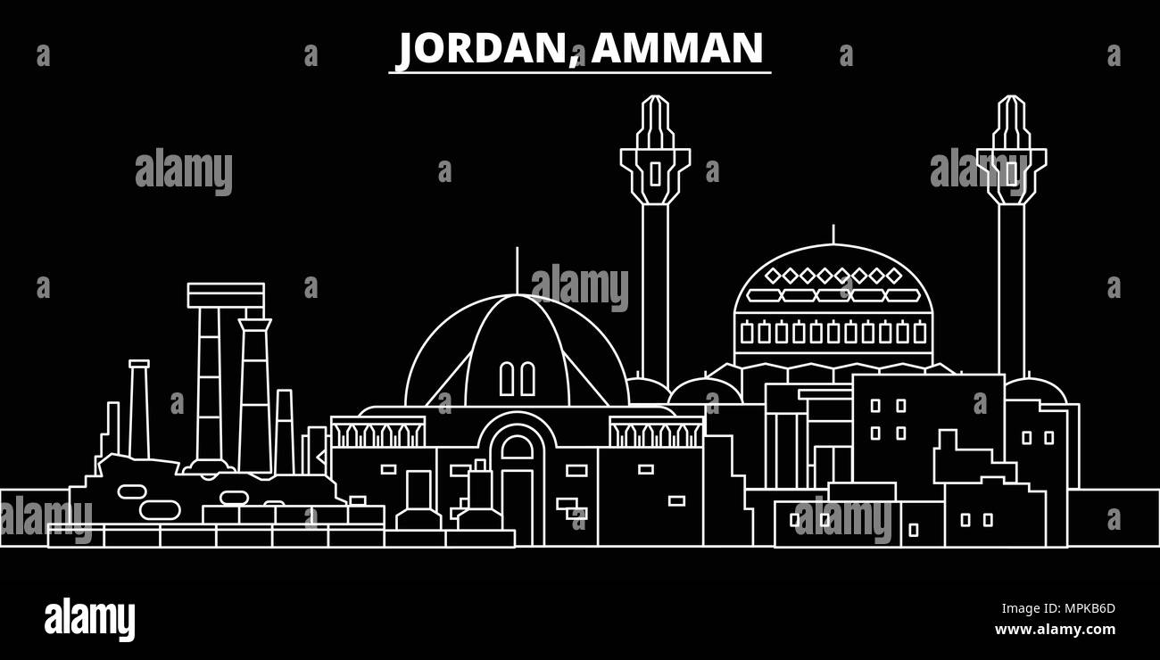 Amman silhouette skyline. Jordan - Amman vector city, jordian linear ...