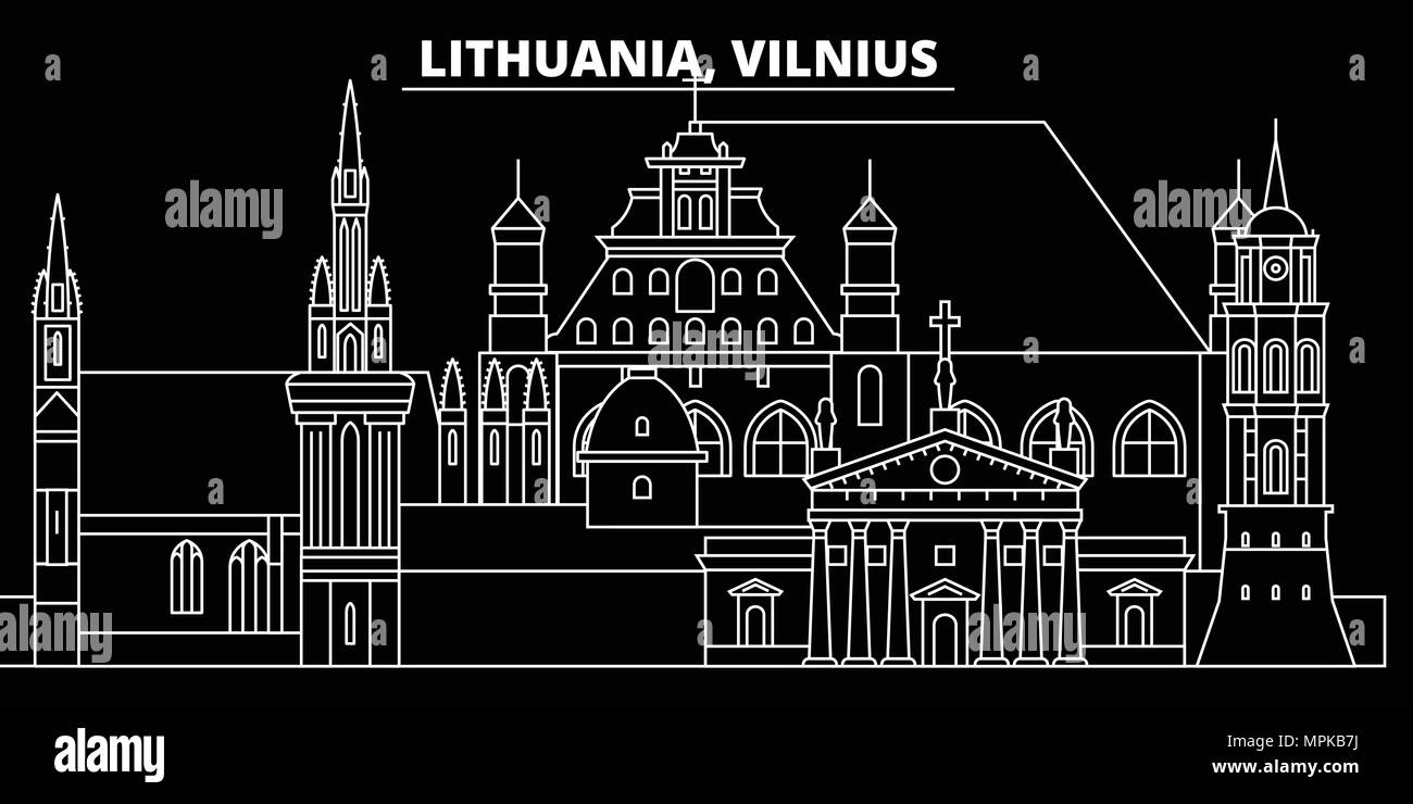 Vilnius silhouette skyline. Lithuania - Vilnius vector city, lithuanian ...