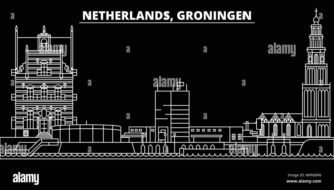Groningen silhouette skyline. Netherlands - Groningen vector city ...