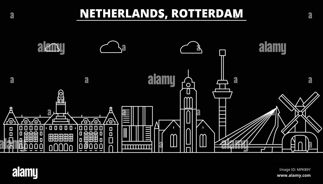 Rotterdam silhouette skyline. Netherlands - Rotterdam vector city ...