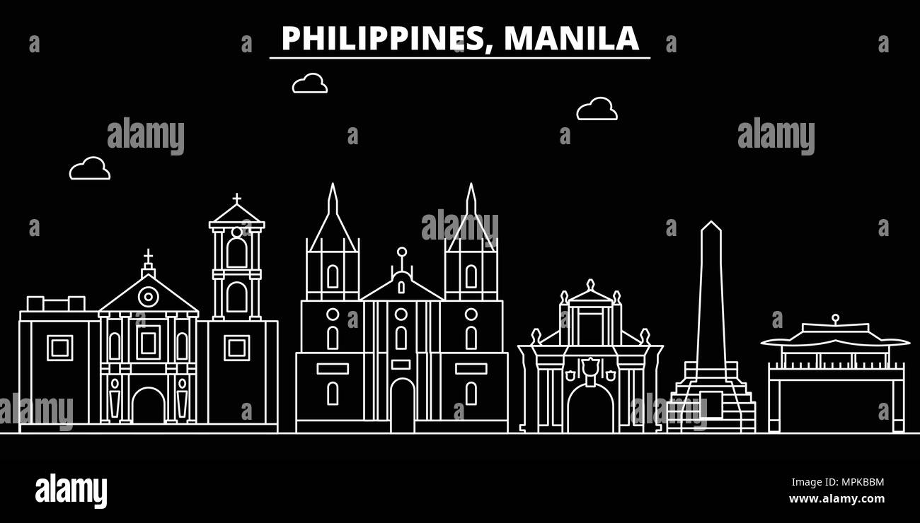 Manila silhouette skyline. Philippines - Manila vector city, filipino ...