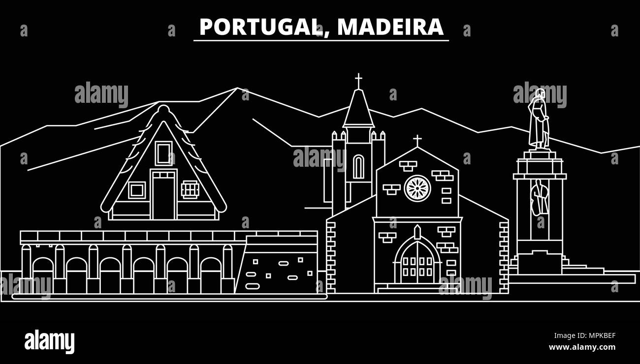 Madeira silhouette skyline. Portugal - Madeira vector city, portuguese ...