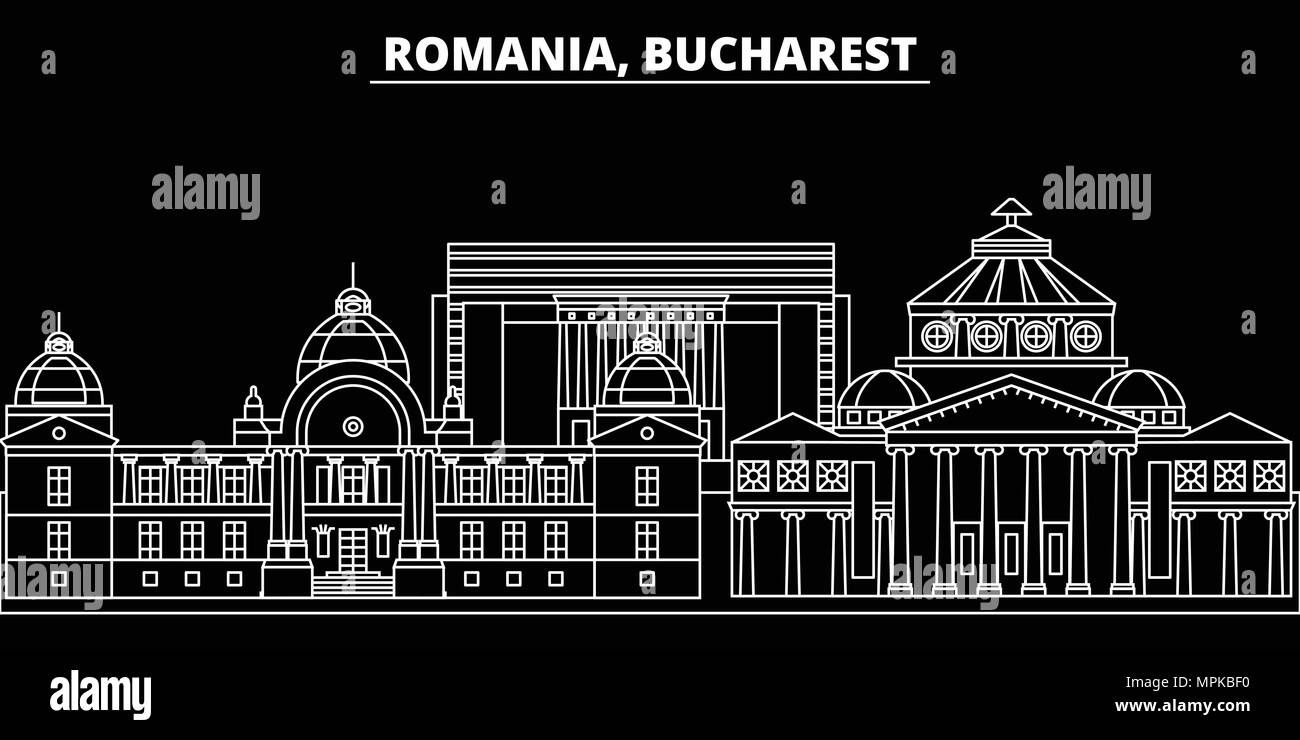 Bucharest silhouette skyline. Romania - Bucharest vector city, romanian ...