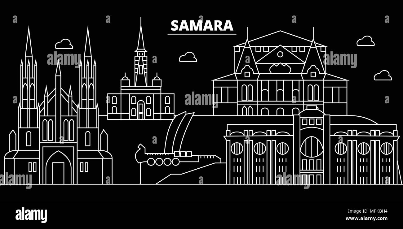 Samara silhouette skyline. Russia - Samara vector city, russian linear ...