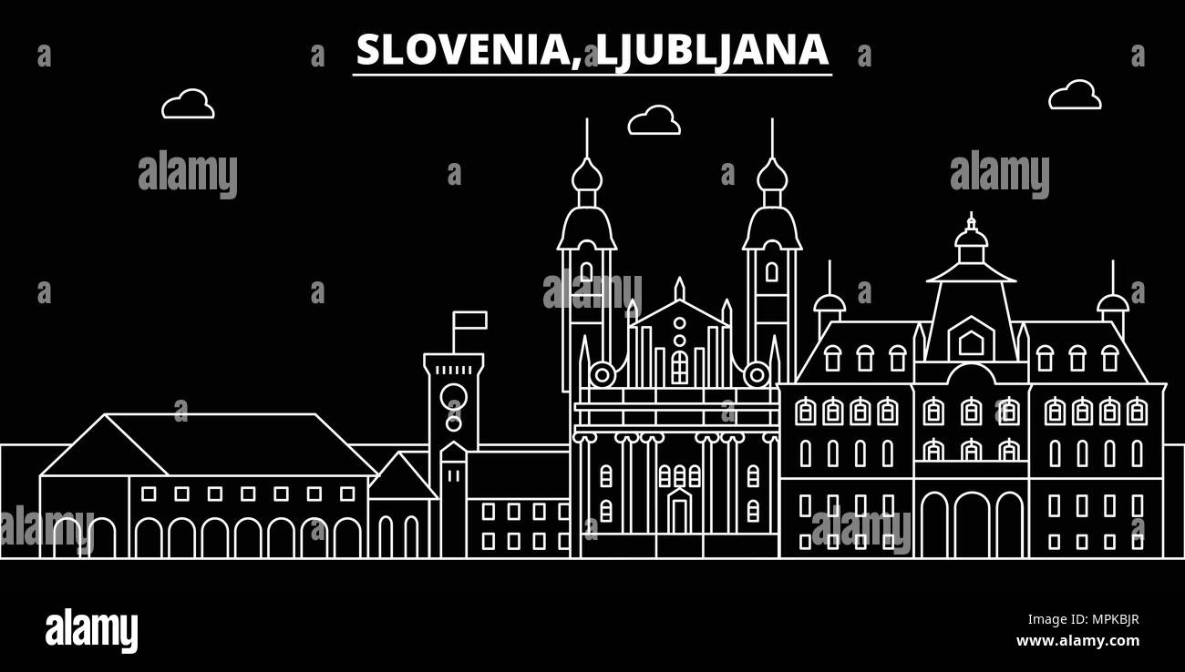 Ljubljana Silhouette Skyline Slovenia Ljubljana Vector City Slovenian Linear Architecture